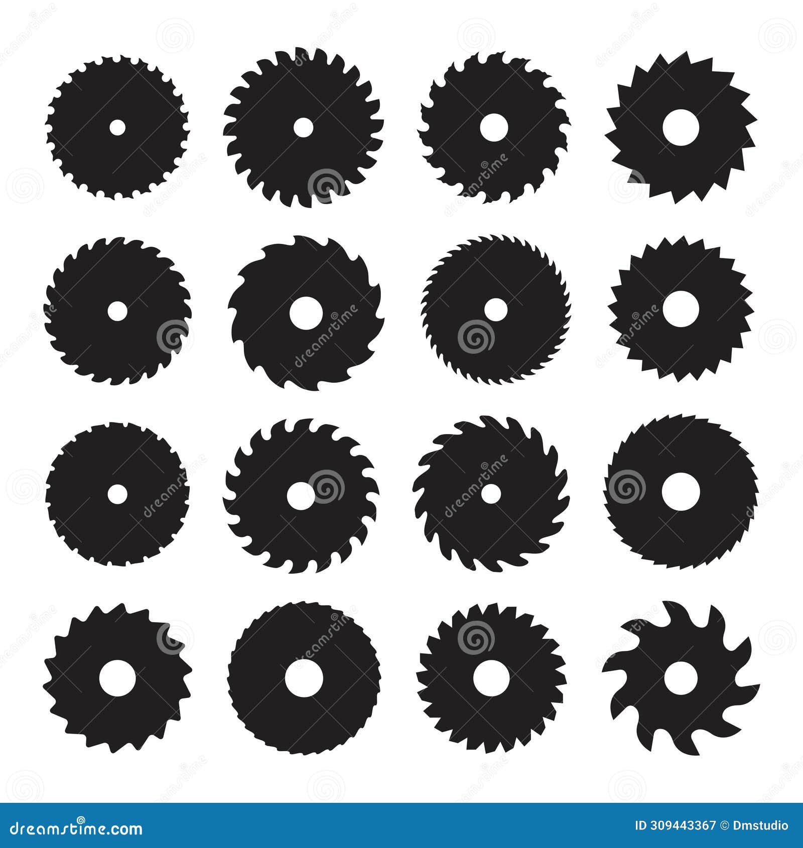 Vector Set of Circular Saw Blades of Different Shapes Stock Vector ...
