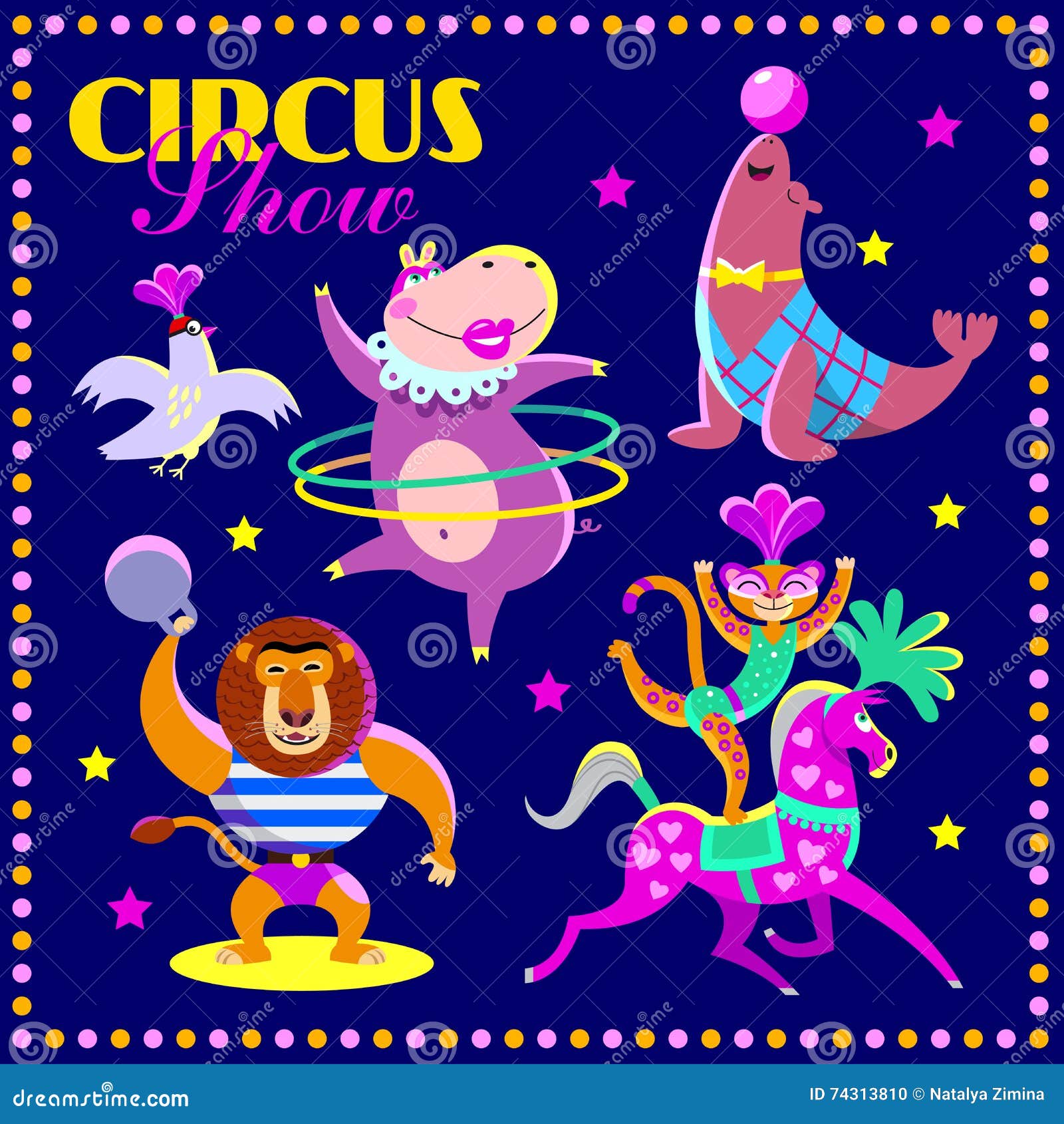 Vector Set of Circus Animals. Part 1 Stock Vector - Illustration of ...