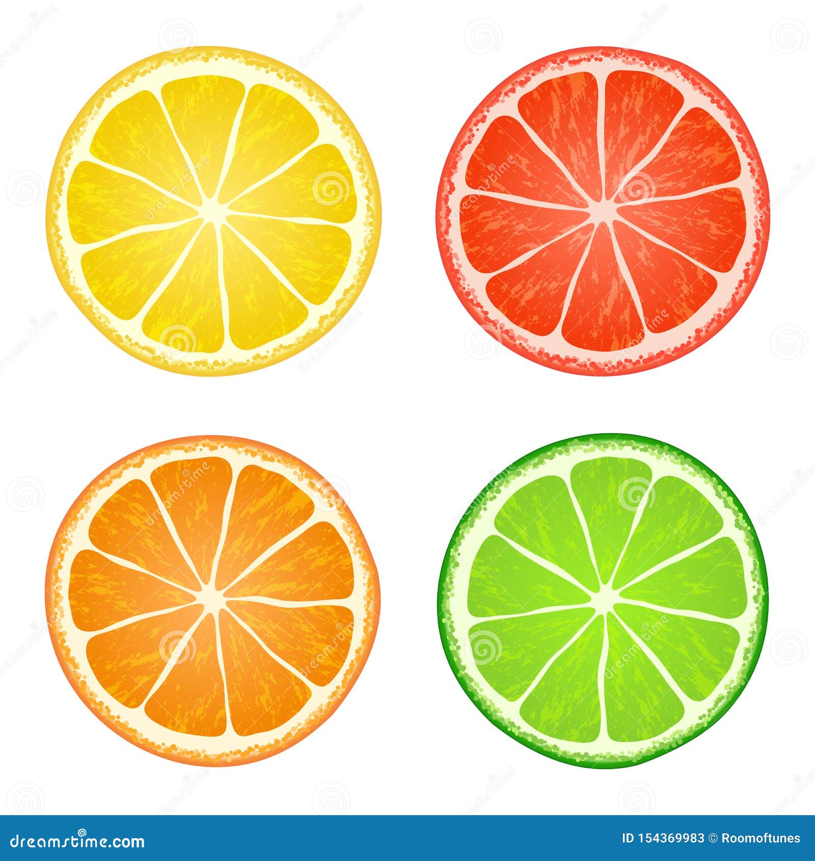 Vector Collection of Citrus Slices on White Background Stock Vector ...