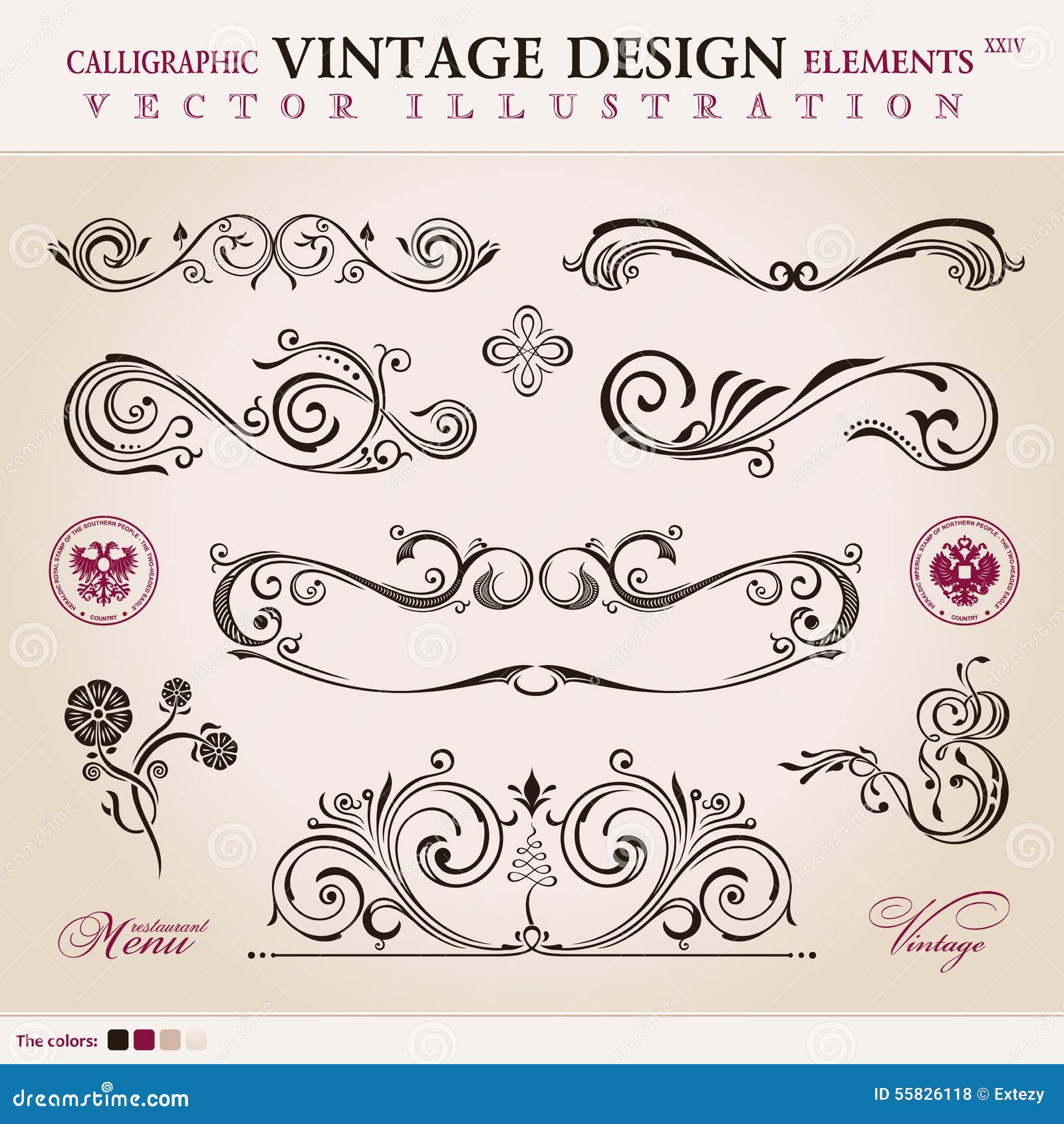 Vector Set Classic. Calligraphic Design Stock Illustration ...