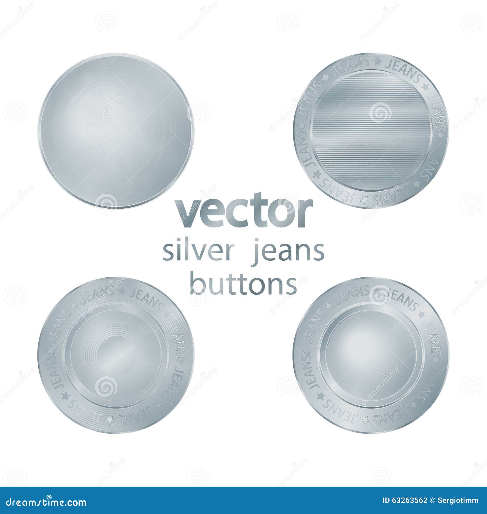 Vector Set of Classic Jeans Silver Sewing Buttons Stock Illustration ...