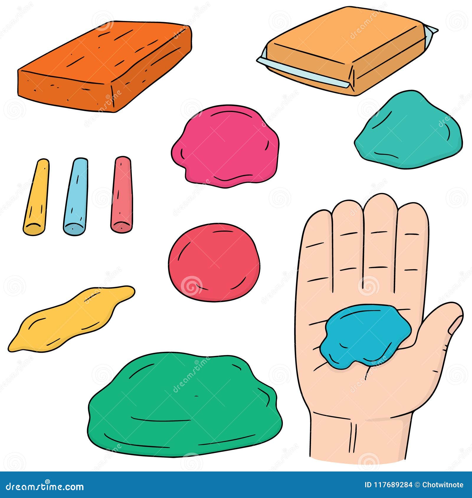 Vector set of clay for kid stock vector. Illustration of play - 117689284