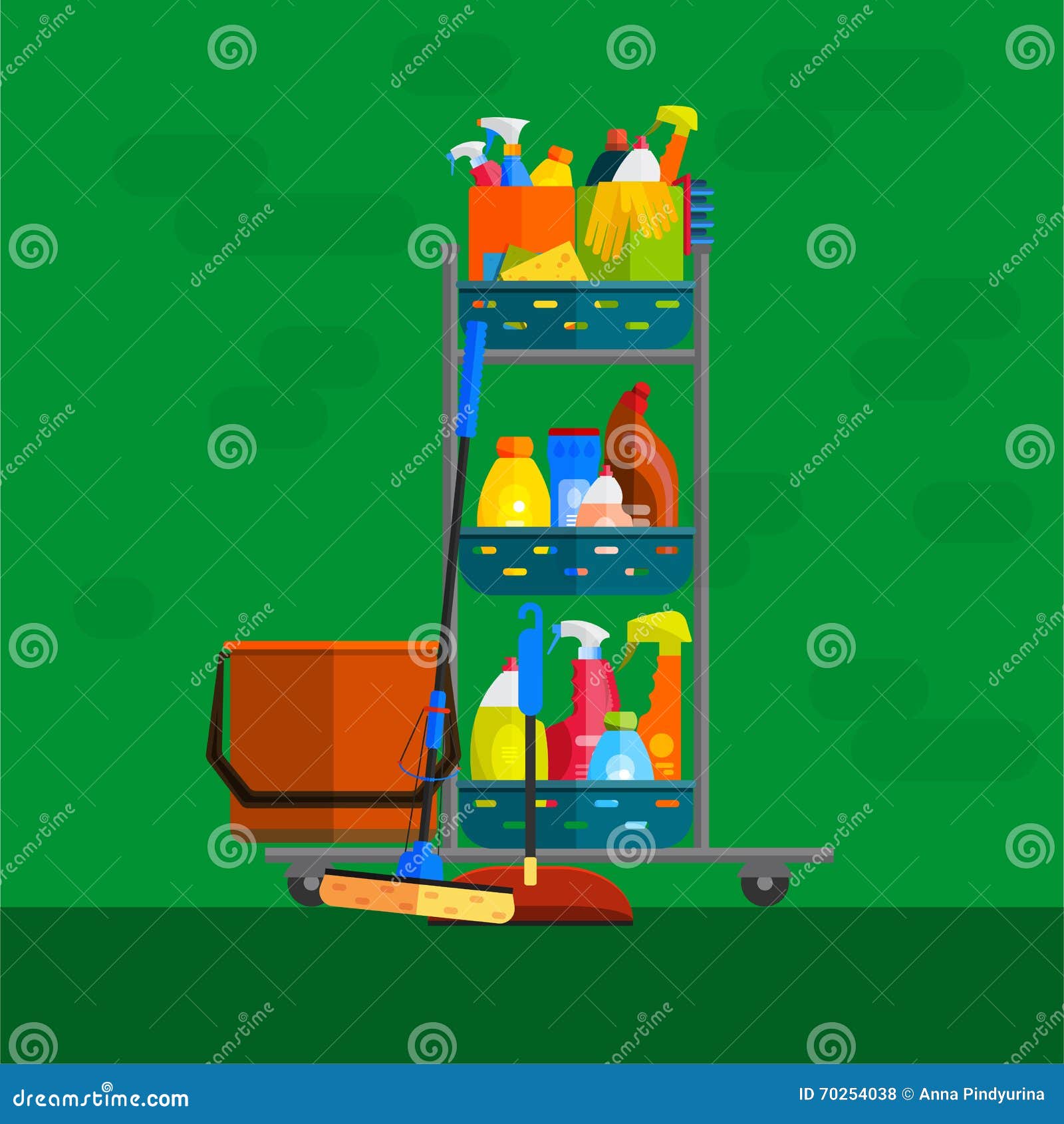 Vector Set of Cleaning Tools. Flat Design Style Stock Vector ...