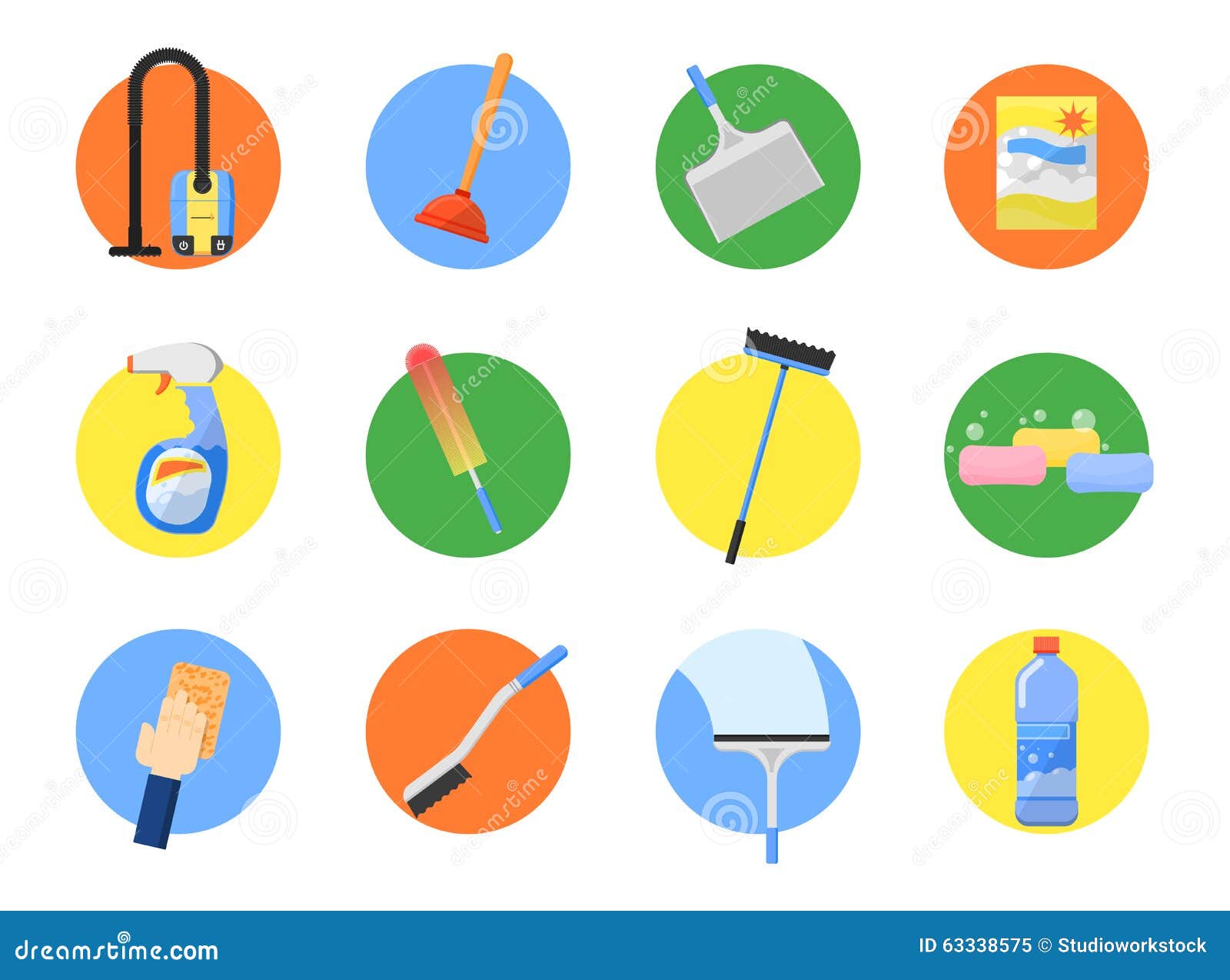 Vector Set of Cleaning Tools. Stock Vector - Illustration of clean ...