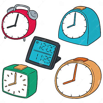Vector set of clock stock vector. Illustration of drawn - 118253535