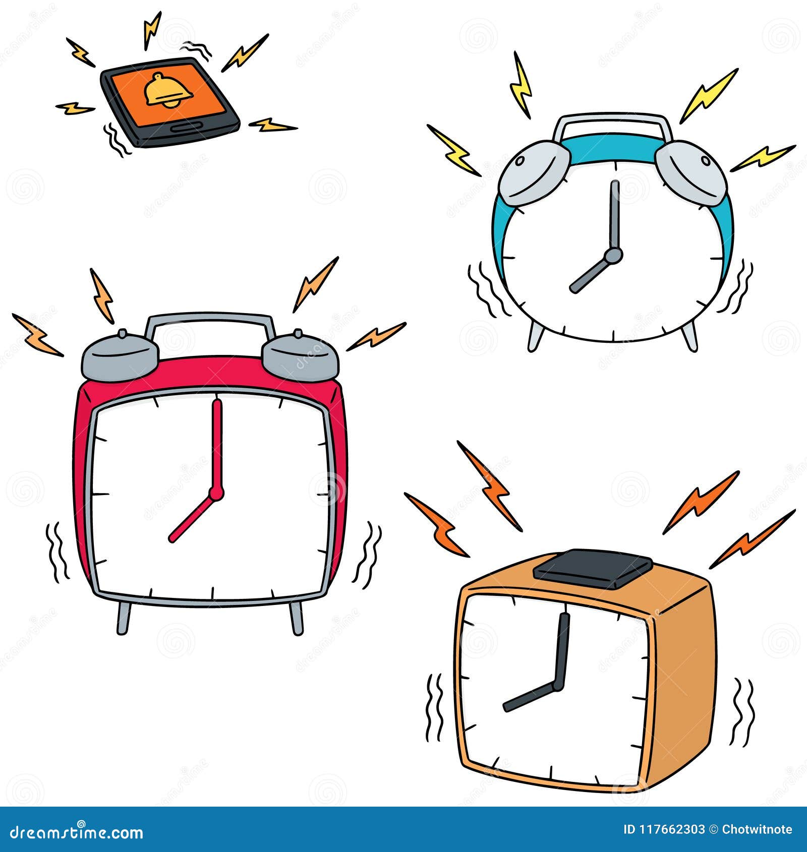 Vector set of clock stock vector. Illustration of night - 117662303