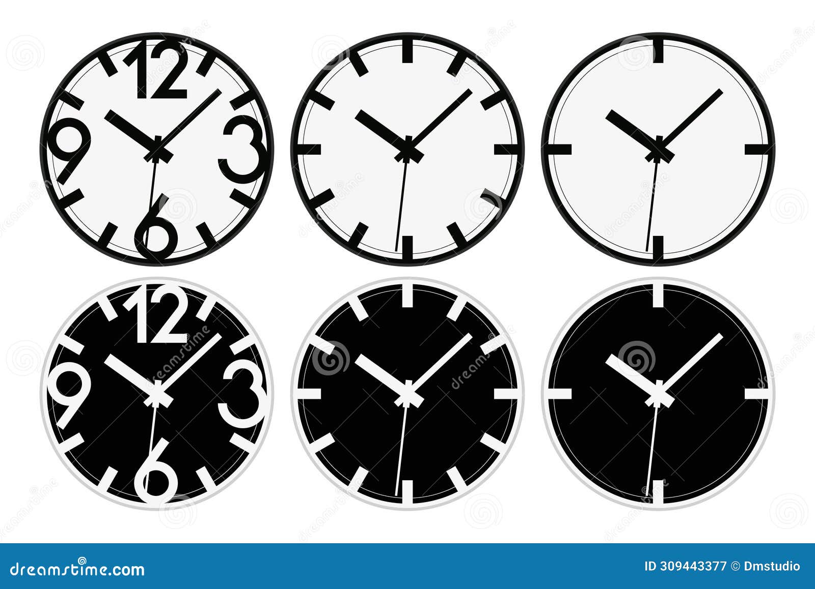 Vector set of clocks stock vector. Illustration of running - 309443377