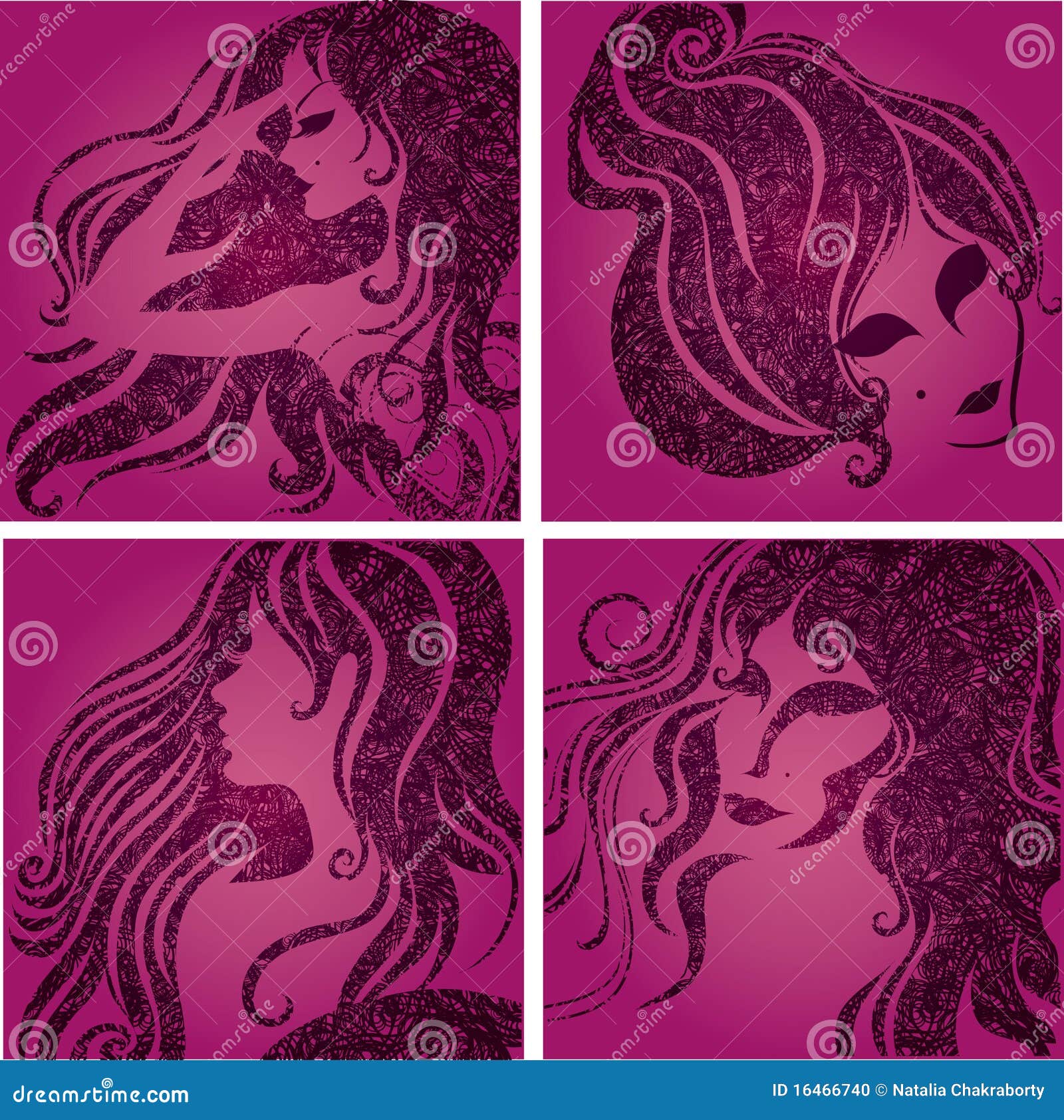 Vector Set of Closeup Pink Portraits Stock Vector - Illustration of ...