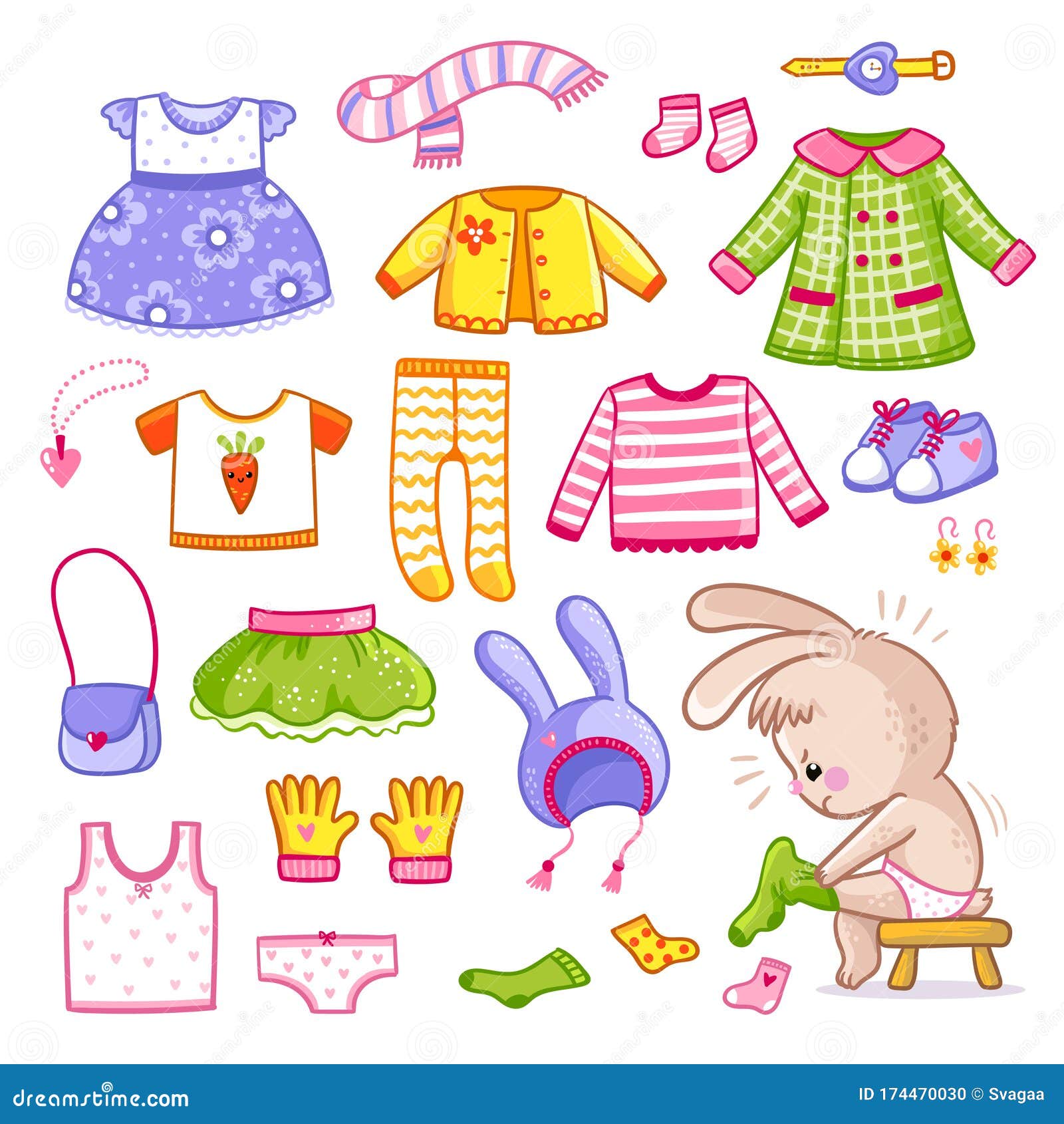 Vector Set with Clothes in Cartoon Style. Collection of Things for the ...