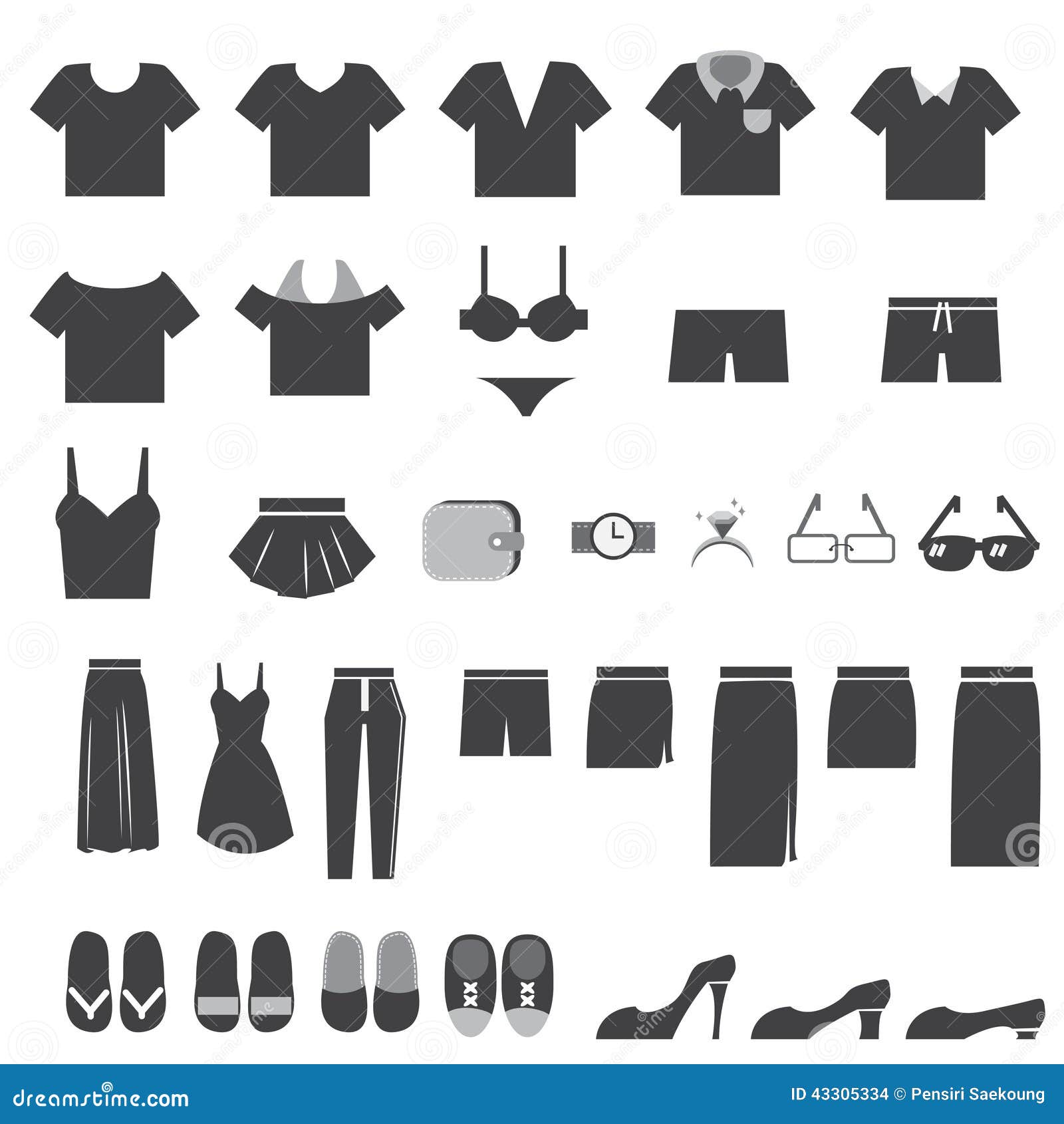 Vector Set of Clothes Icons Stock Vector - Illustration of party ...