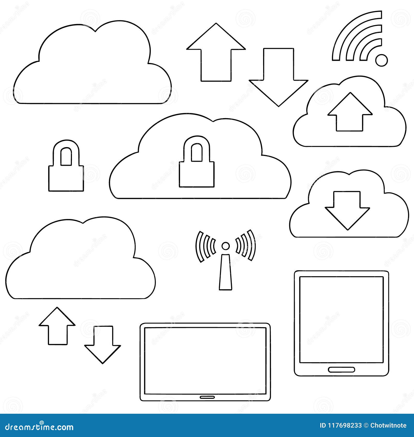 Vector Set of Cloud Storage Stock Vector - Illustration of icon ...