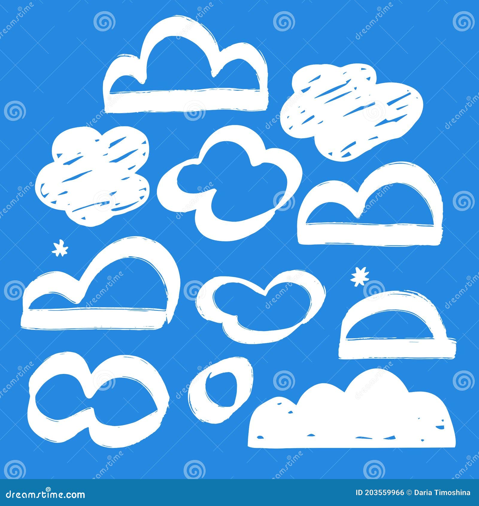 Vector Set of Clouds. Hand-drawn Cloud Collection Stock Vector ...