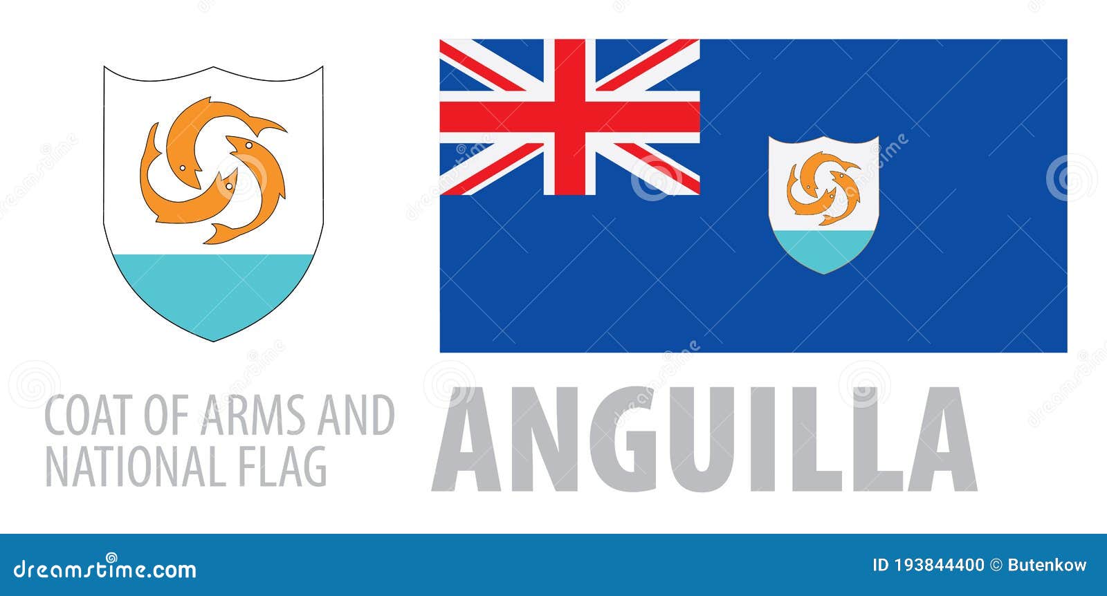 Vector Set of the Coat of Arms and National Flag of Anguilla Stock ...