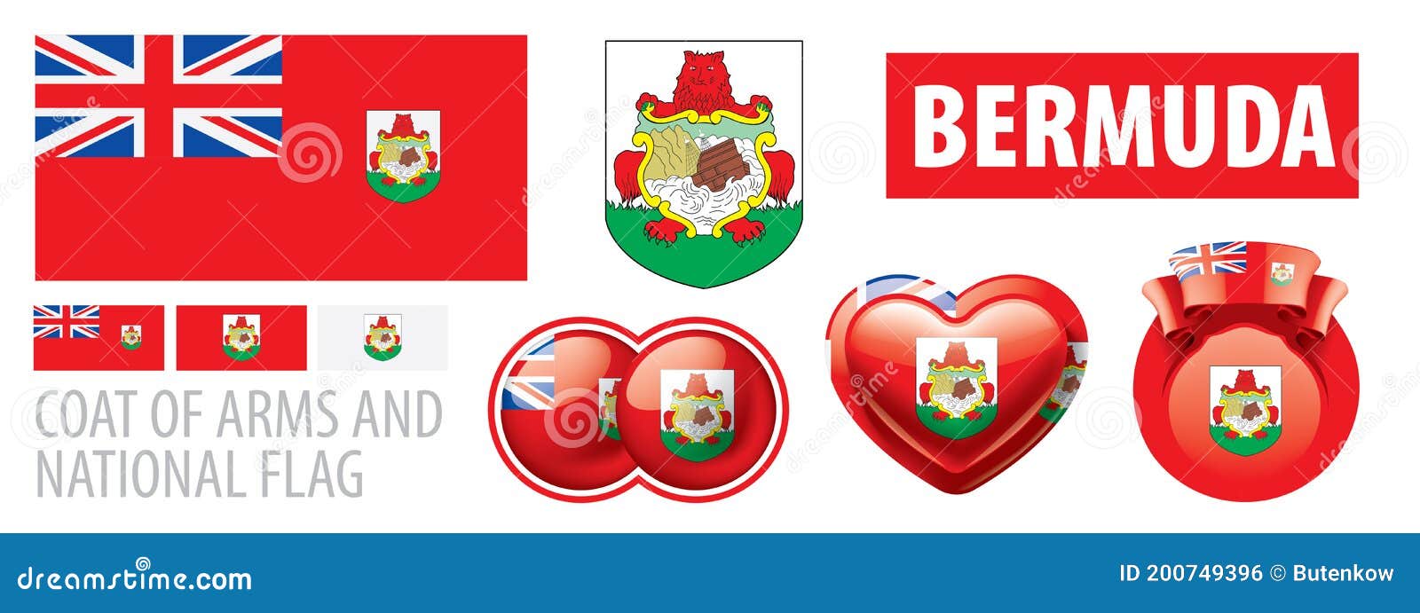 Vector Set of the Coat of Arms and National Flag of Bermuda Stock ...