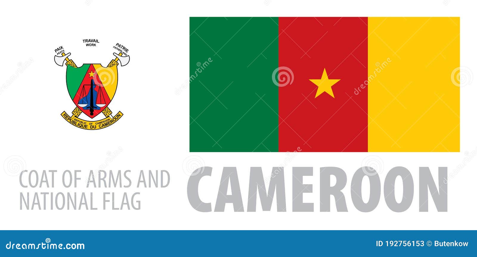 Flag Of Cameroon. Vector Sign And Icon. Location Symbol Shape. Gold ...