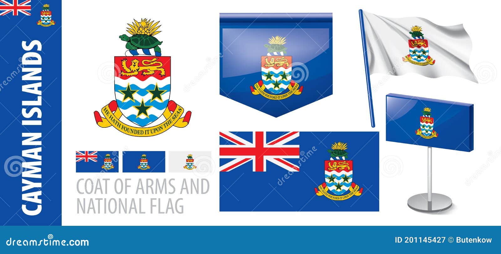Vector Set of the Coat of Arms and National Flag of Cayman Islands ...