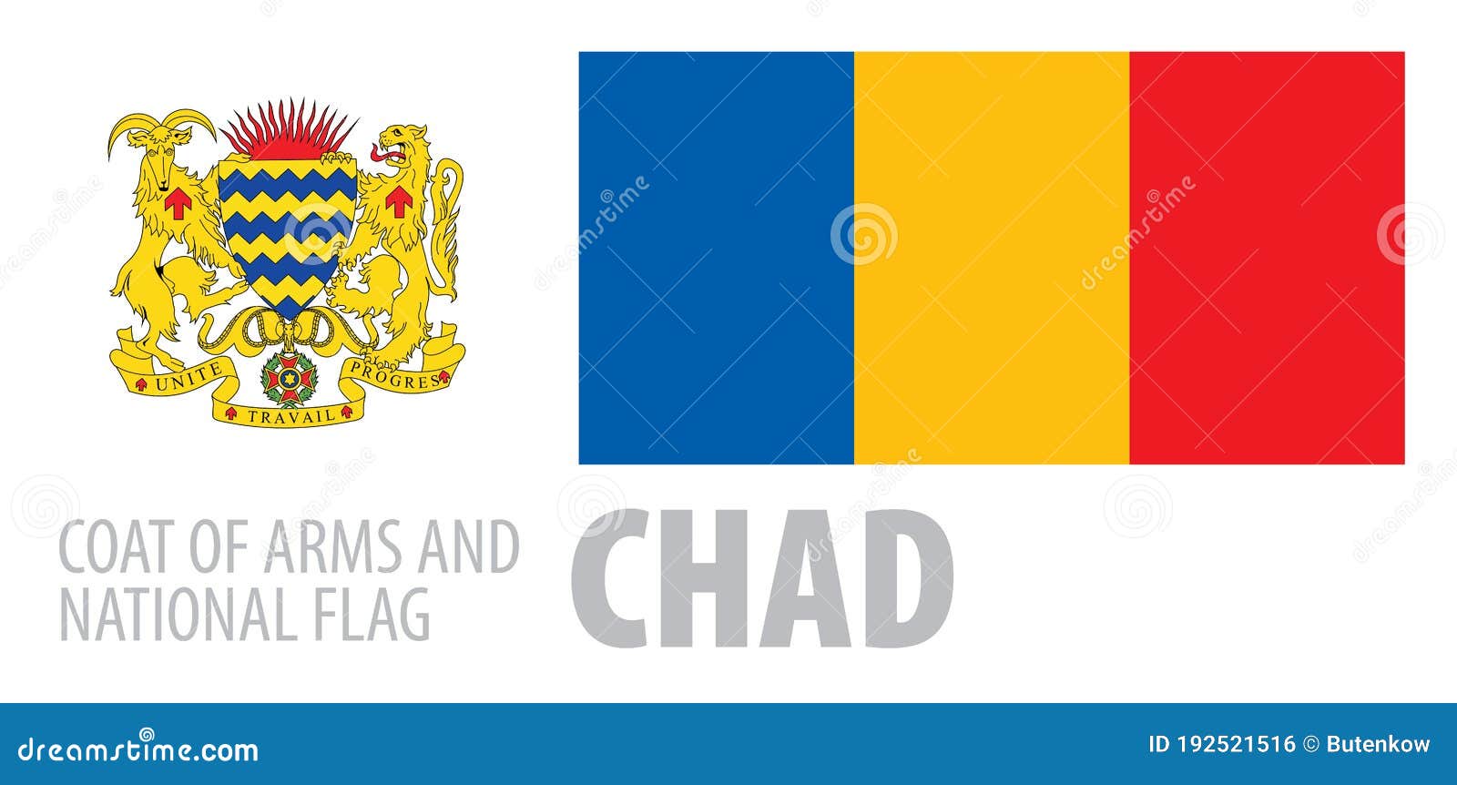 The Flag Of Chad. Shining Silk Flag Of Chad. High Quality Render. 3D ...