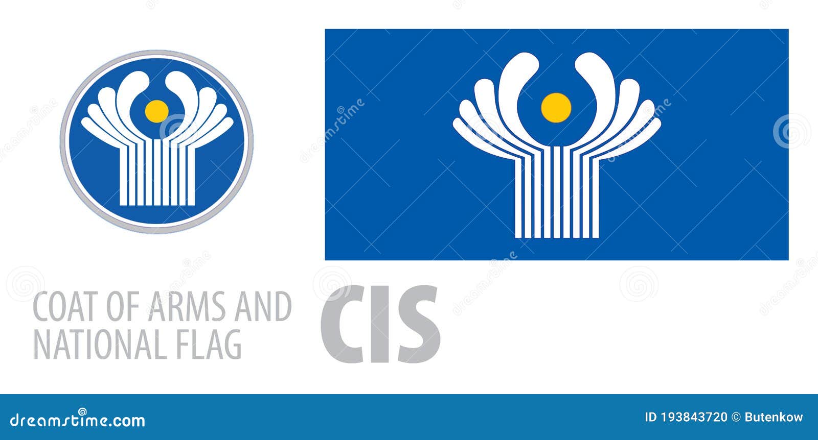 Vector Set of the Coat of Arms and National Flag of CIS Stock Vector ...
