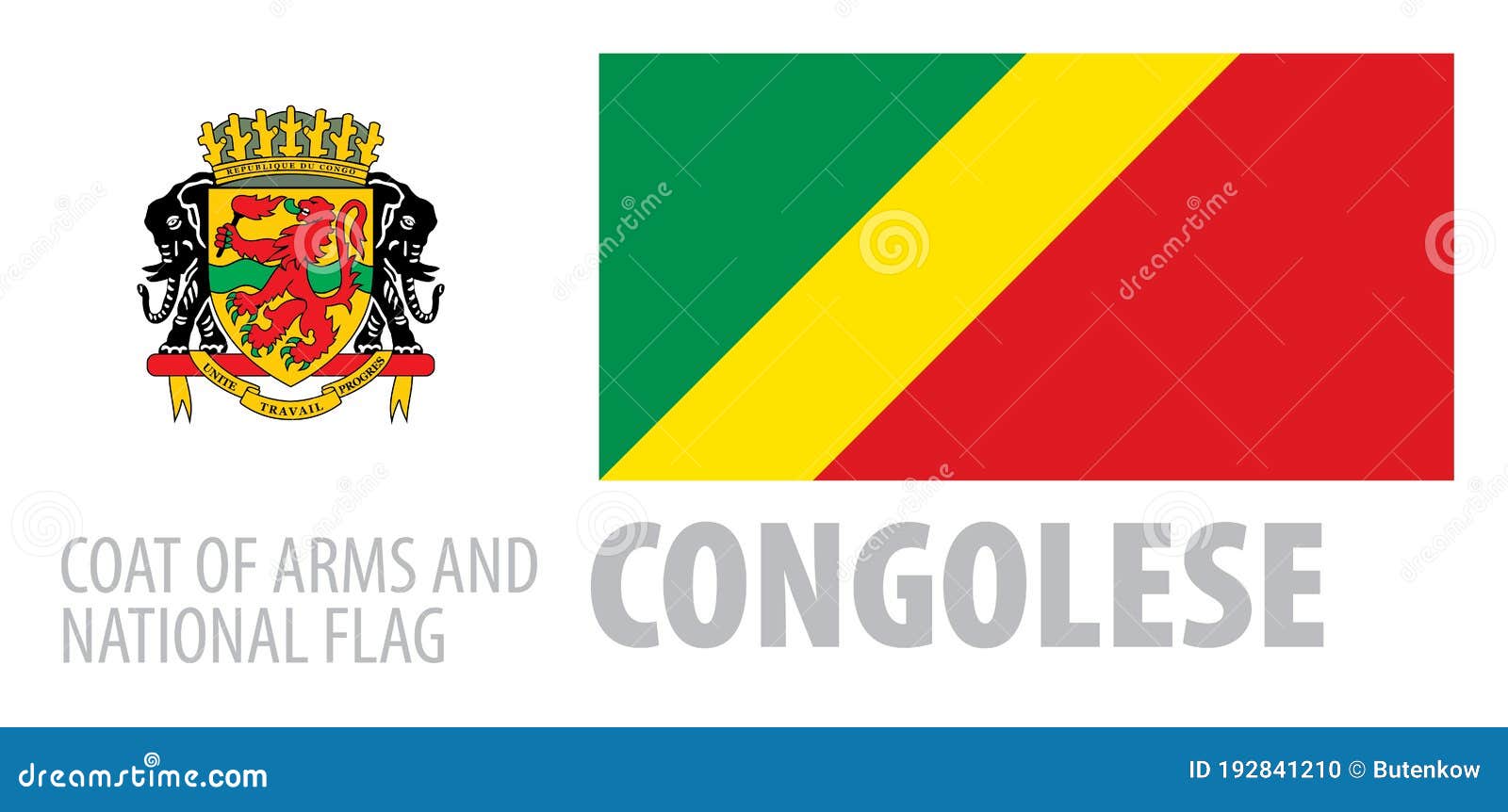 Vector Set of the Coat of Arms and National Flag of Congo Stock Vector ...