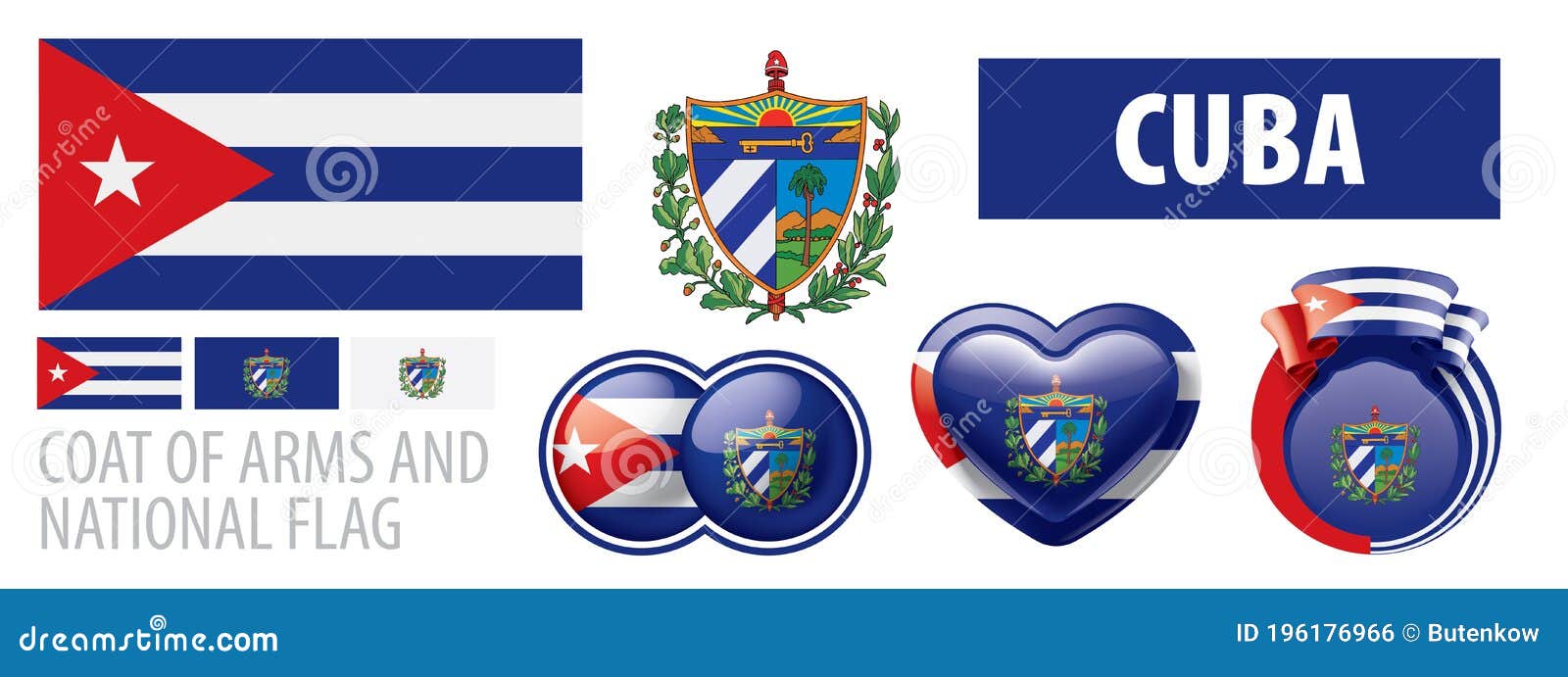 Vector Set of the Coat of Arms and National Flag of Cuba Stock Vector ...