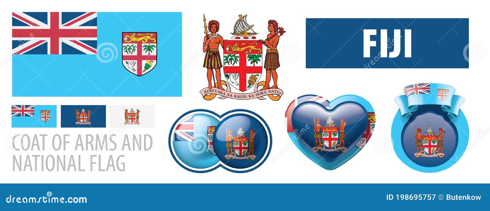 Vector Set of the Coat of Arms and National Flag of Fiji Stock Vector ...