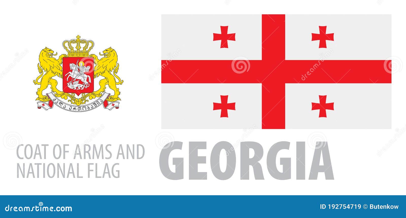 Vector Set of the Coat of Arms and National Flag of Georgia Stock ...