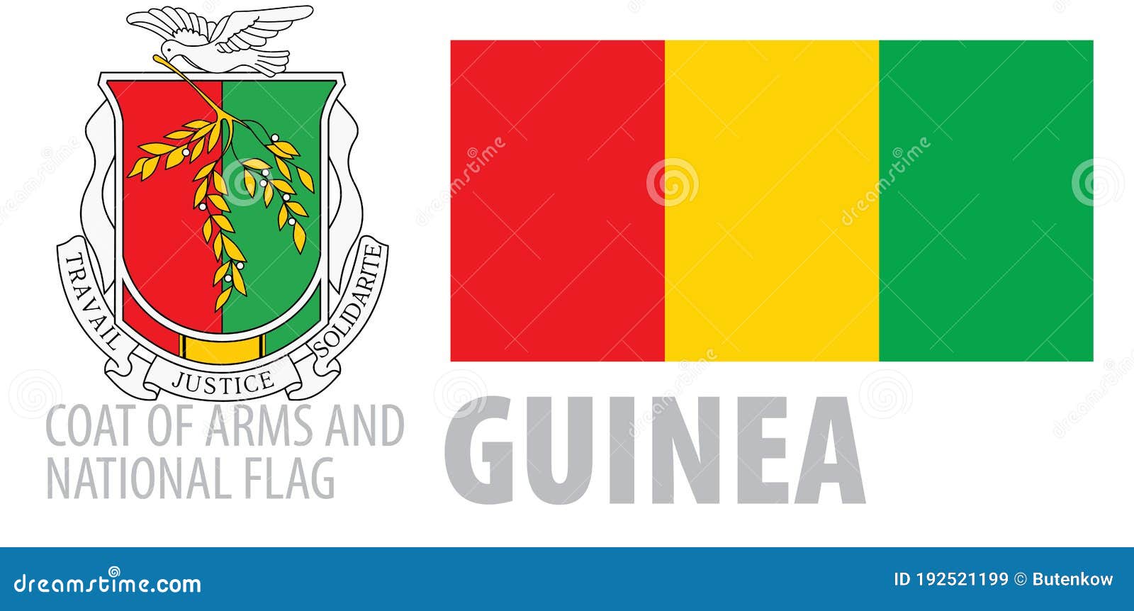 Vector Set of the Coat of Arms and National Flag of Guinea Stock Vector ...