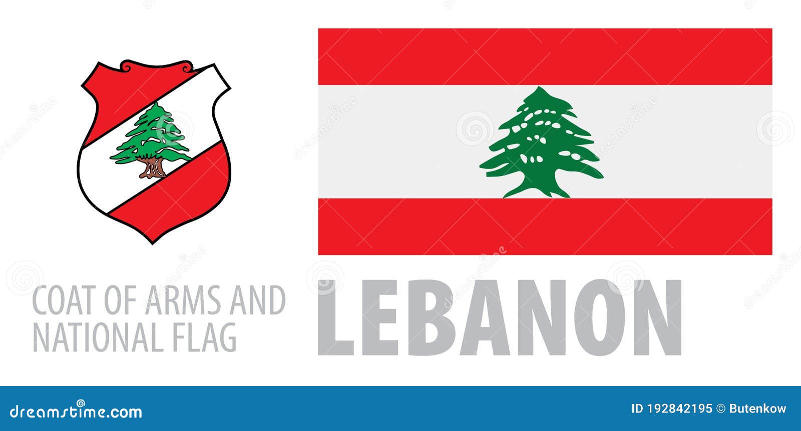 Vector Set of the Coat of Arms and National Flag of Lebanon Stock ...