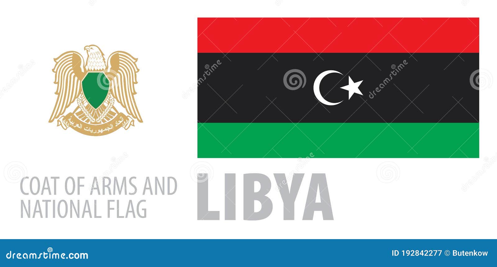 Vector Set of the Coat of Arms and National Flag of Libya Stock Vector ...