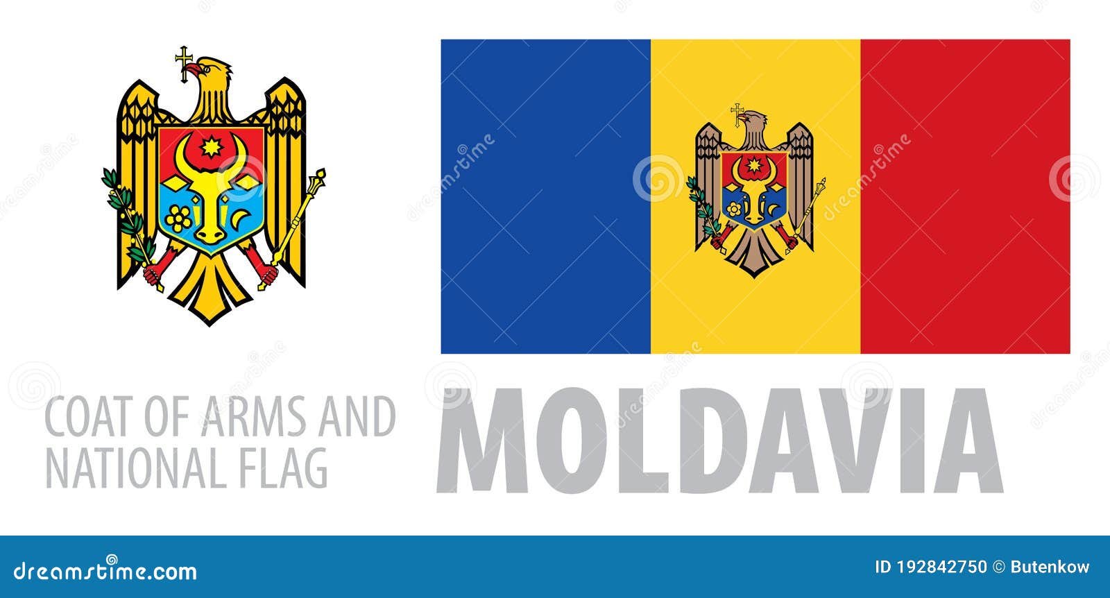 Vector Set of the Coat of Arms and National Flag of Moldavia Stock ...