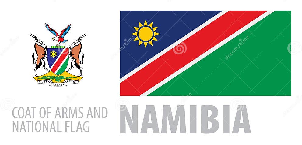Vector Set of the Coat of Arms and National Flag of Namibia Stock ...