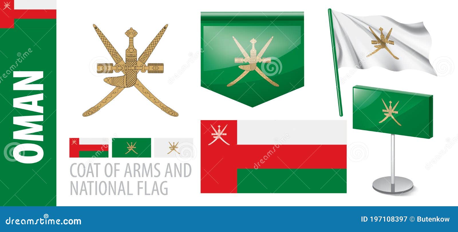 Flag Of Oman. Realistic Waving Flag Of Sultanate Of Oman Royalty-Free ...