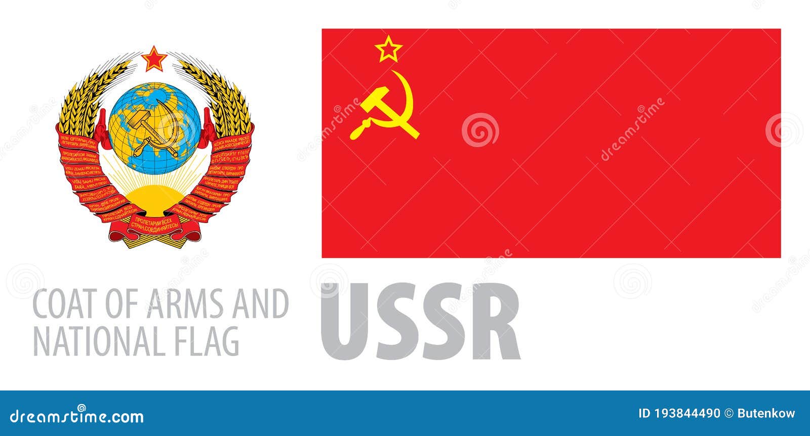 Vector Set of the Coat of Arms and National Flag of USSR Stock Vector ...