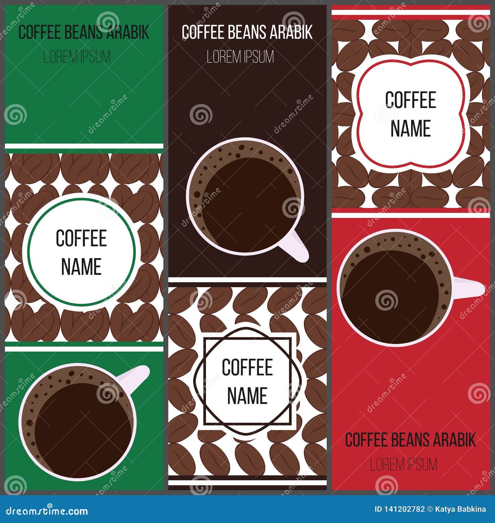 Vector Set of Coffee Bean Labels, Design Elements and Seamless Patterns ...