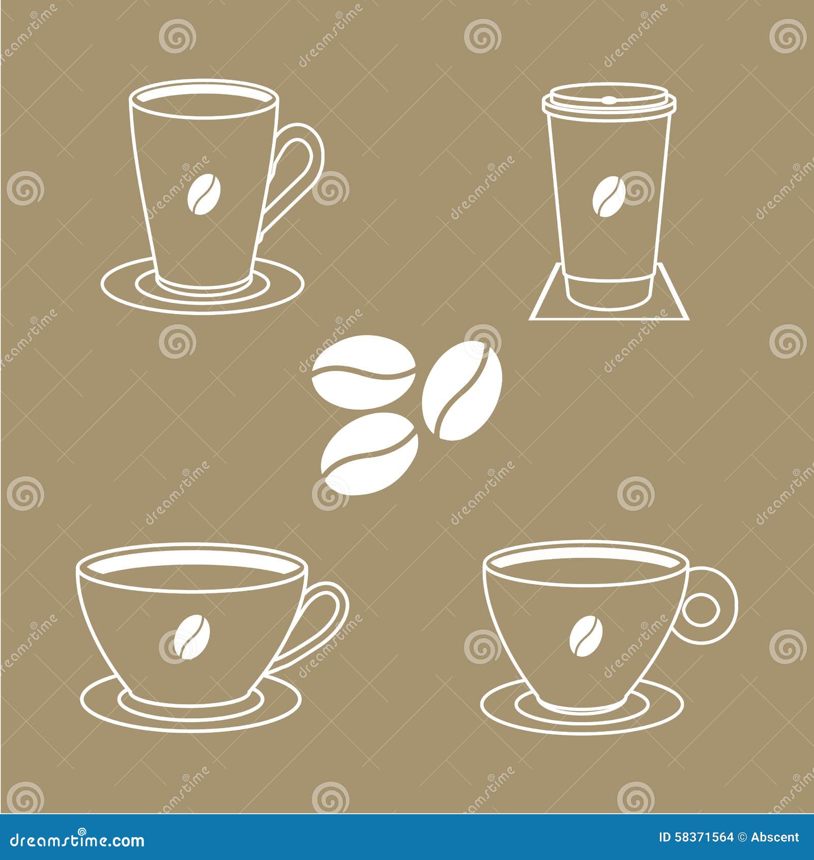 Vector Set of Coffee Cups Icons Stock Vector - Illustration of cream ...