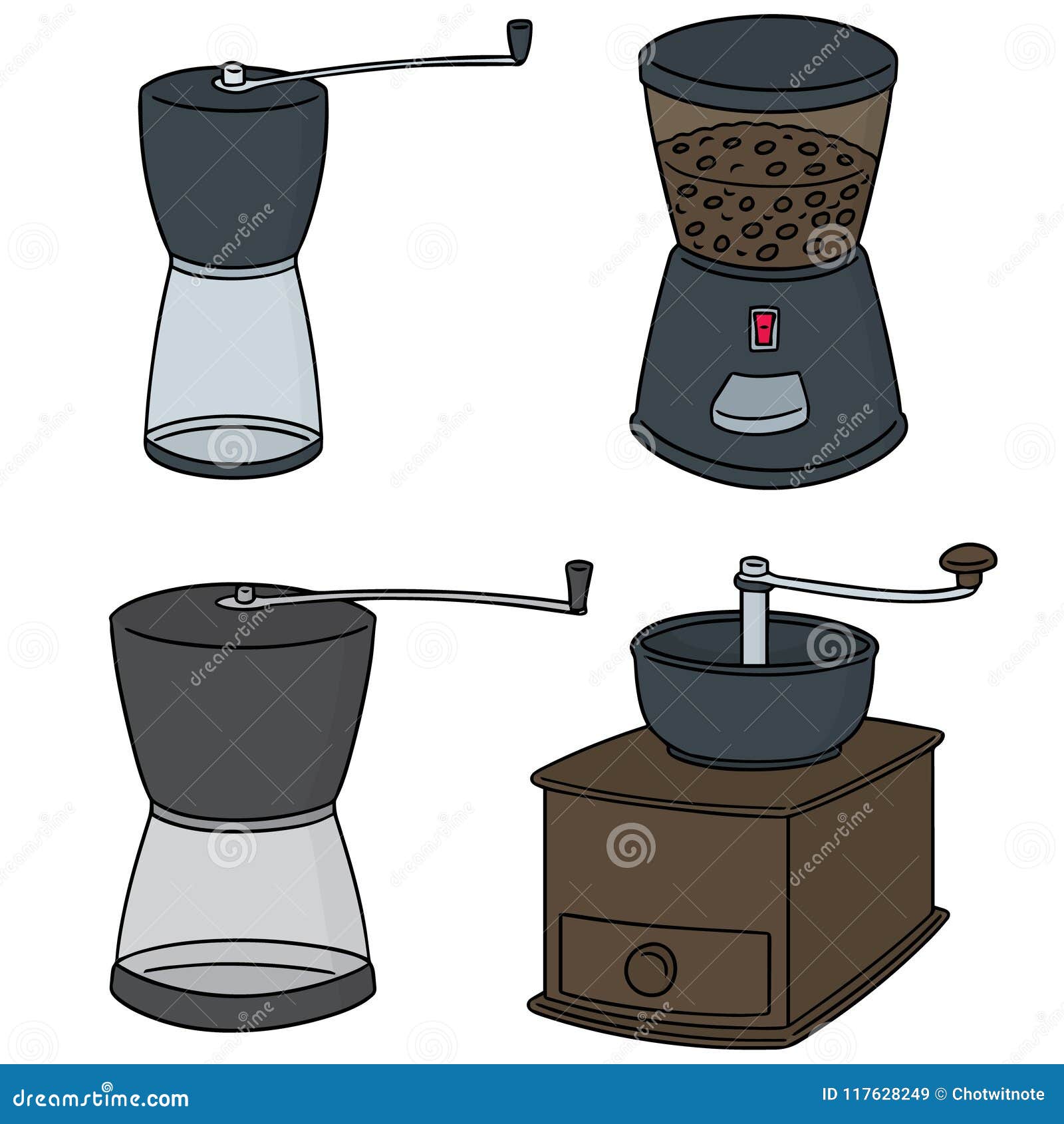 Vector Set of Coffee Grinder Stock Vector - Illustration of manual ...