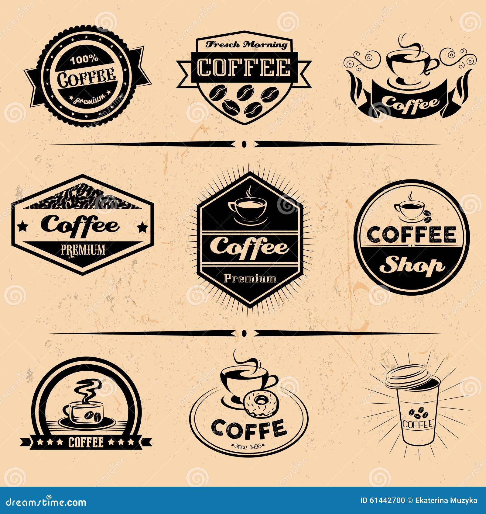 Vector Set of Coffee Labels, Design Elements Stock Vector ...