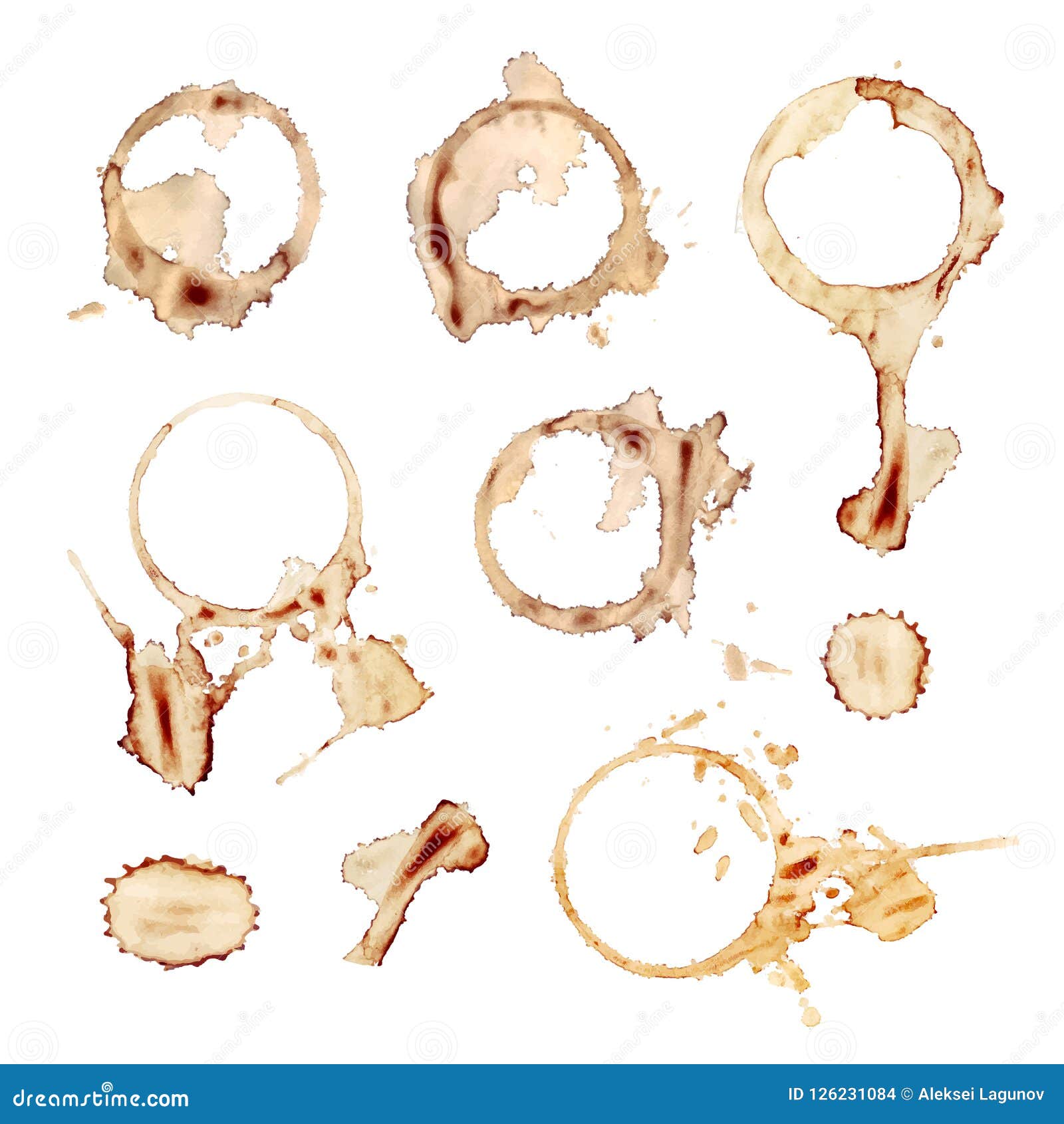 Vector Set of Coffee Splatters, Design Elements Isolated, Mug Prints ...