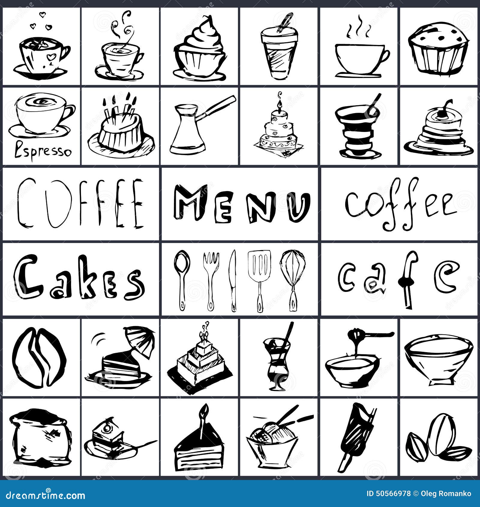 Vector Set on a Coffee Theme. Stock Vector - Illustration of cake ...