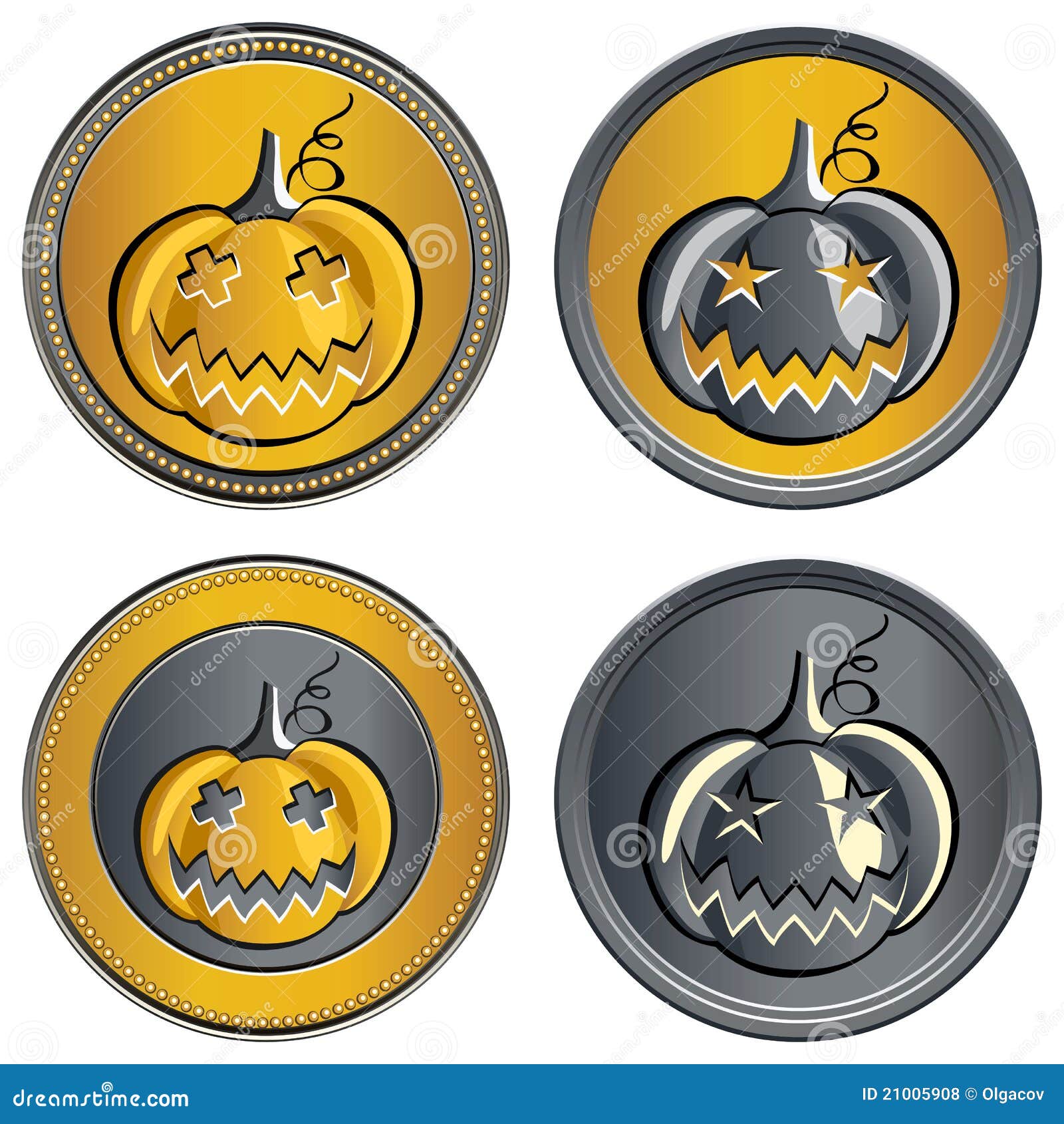 Vector Set of Coins on Halloween Stock Vector - Illustration of coin ...