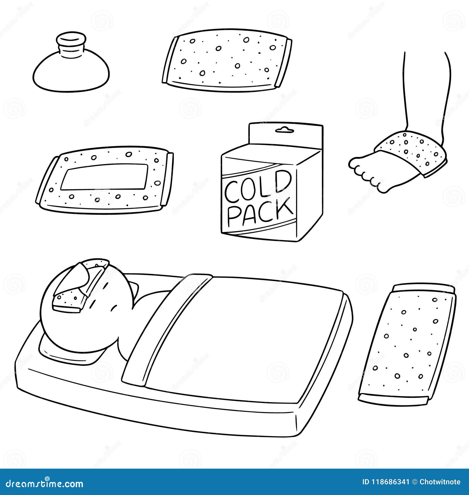 Vector set of cold pack stock vector. Illustration of blanket - 118686341
