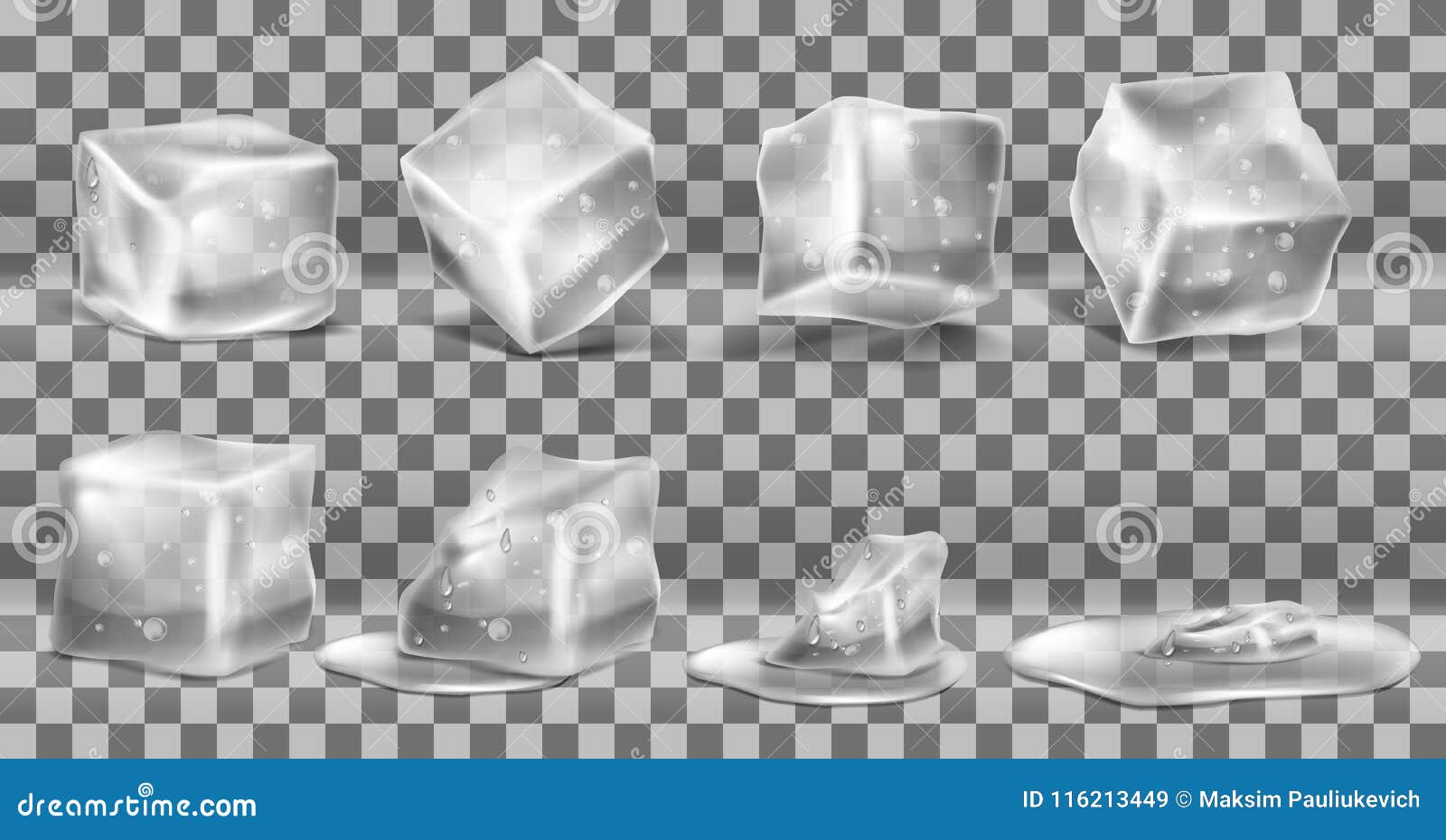 Ice Cubes Melting. Solid To Liquid Phase. Editable Clip Art. Cartoon ...