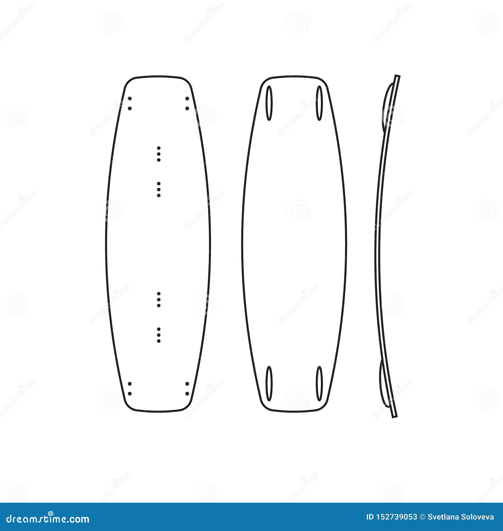 Vector Set of Flat Black Line Wake Surf Board Icon Stock Vector ...