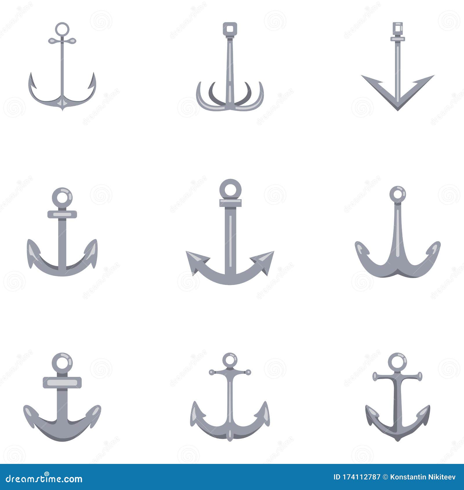 Vector Set of Color Anchor Icons Stock Vector - Illustration of journey ...