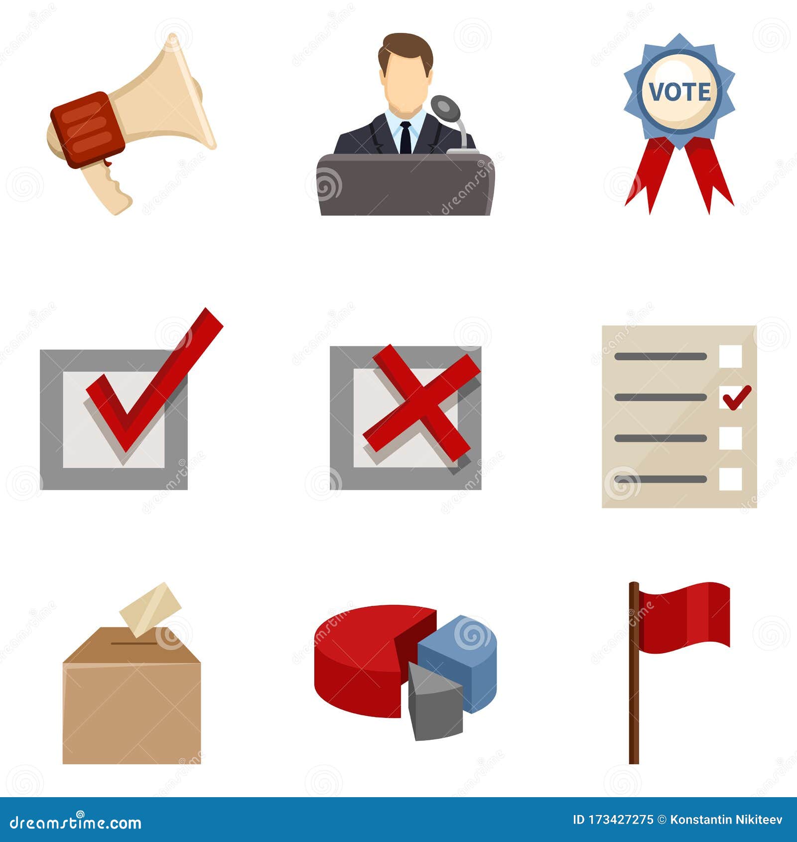 Vector Set Of Elections Icons Politics Vote Pictograms Stock Vector