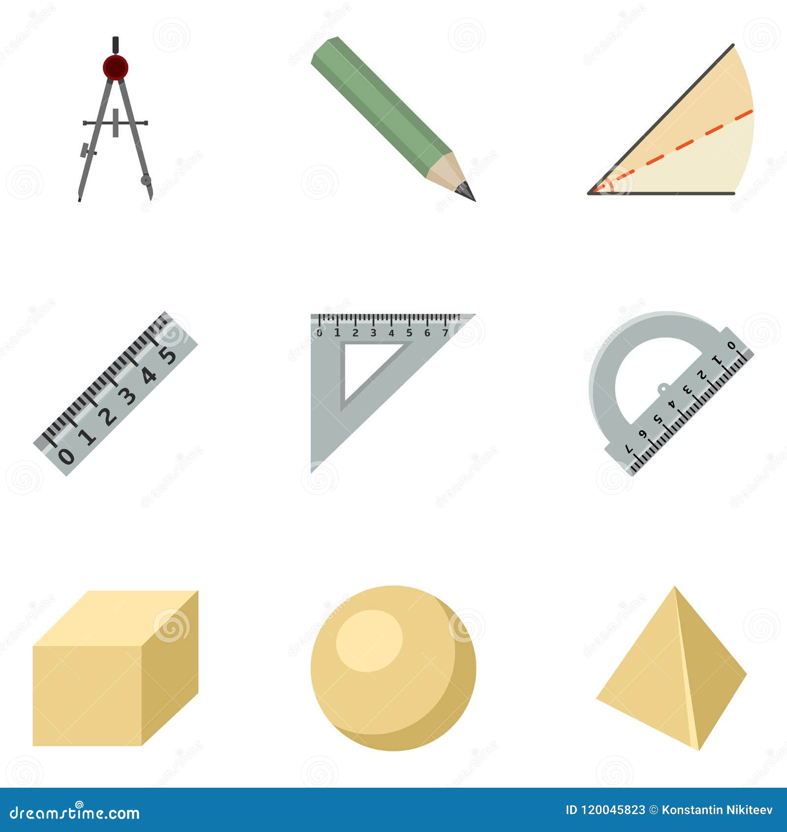 Vector Set of Color Geometry School Icons Stock Vector - Illustration ...