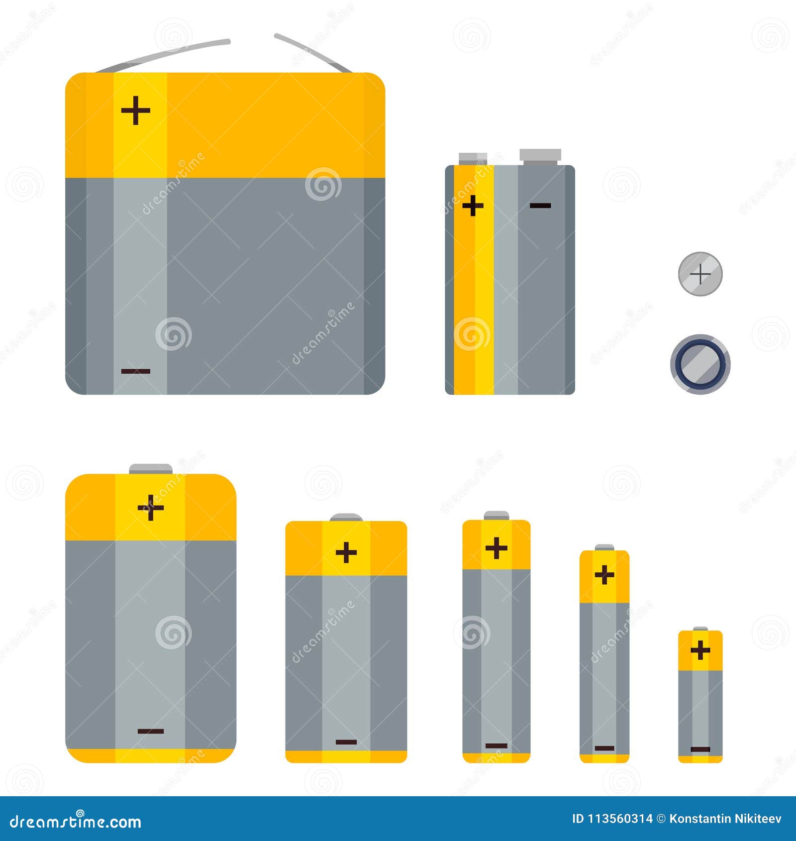 Vector Set of Color Icons of Different Types Batteries Stock Vector ...