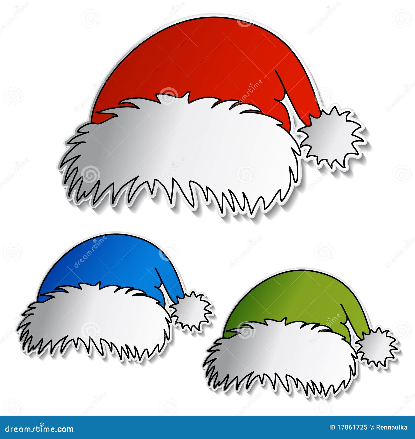 Vector Set of Color Santa Hats Stock Vector - Illustration of note ...