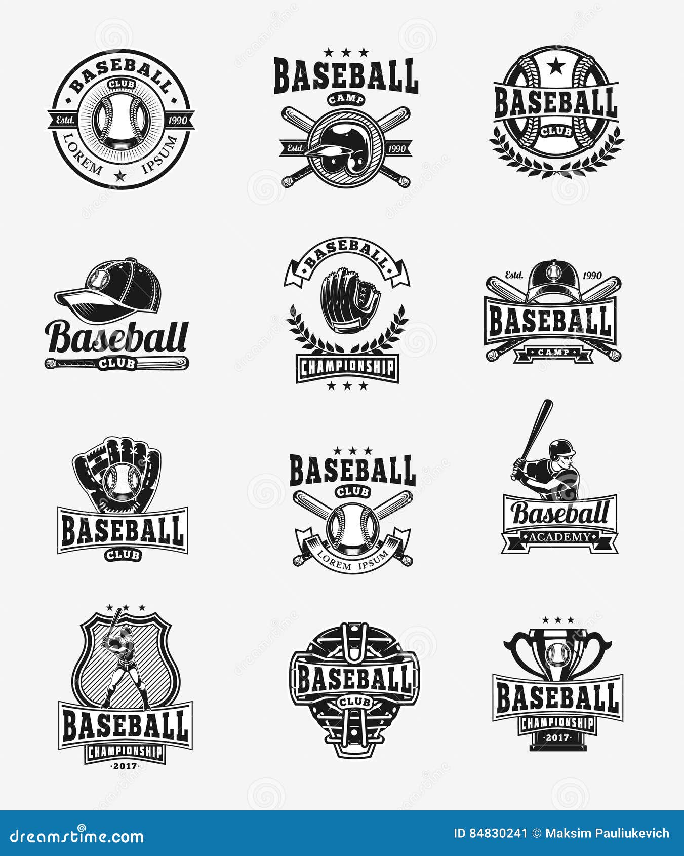Vector Set of Colored Baseball Badges, Stickers, Emblems Stock Vector ...