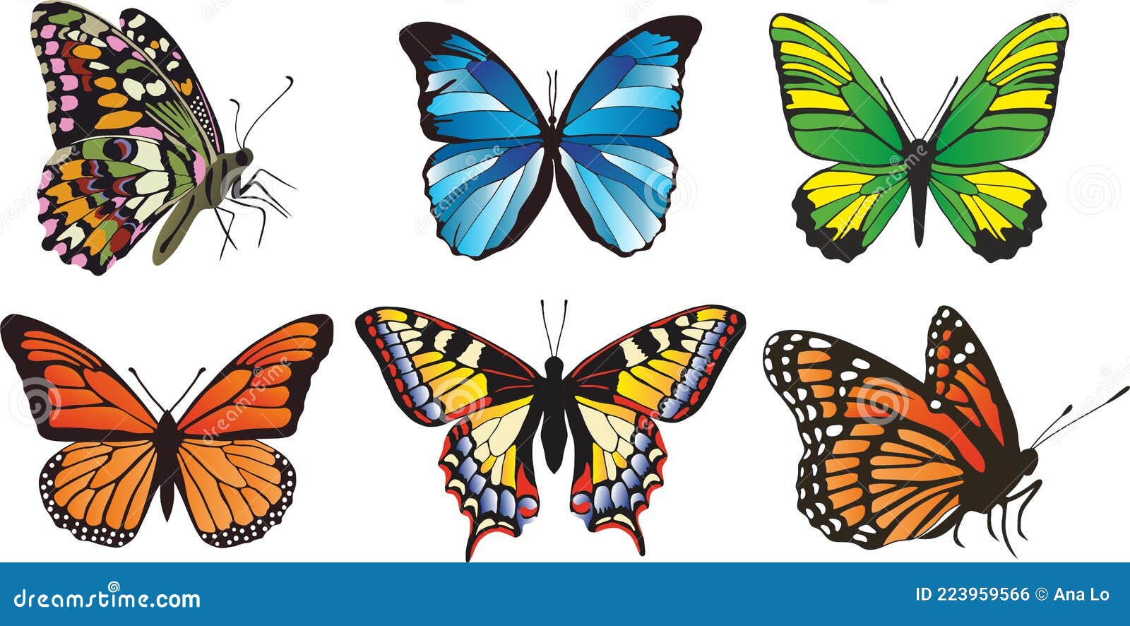 Vector Set of Colored Butterflies Stock Vector - Illustration of ...